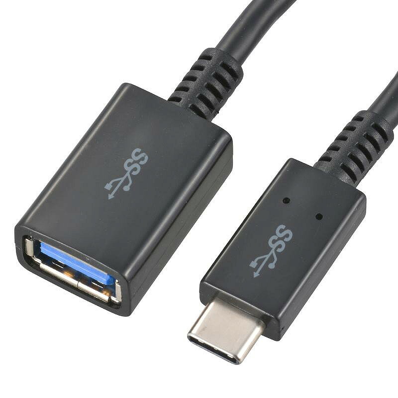USB Type-A（メス）-USB3.1 Gen1（Type-C） 転送速度：最大5Gbps（理論値） 3A高出力対応 ケーブル長：0.15m 対応機種：スマートフォン/タブレットなどのUSB Type-Cコネクタ搭載機器 内容量：1個 ...