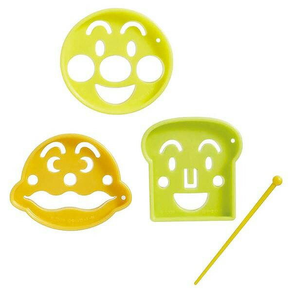 ハムやチーズをアンパンマンの顔の形にぬける抜き型です。　ピック1本付きです。 セット内容：3個（ピック1本付）　原産国　日本製 寸法： アンパンマン：約 5.1×5.4×1.4(cm)　 カレーパンマン：約 4.6×5.8×1.4(cm)　...