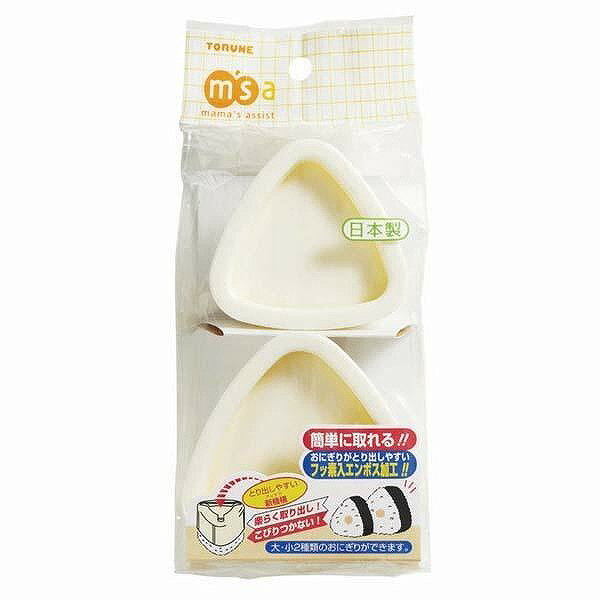 おにぎりがとりやすいフッ素入りエンボス加工が施されています。 サイズ/大：約幅7.4×奥行7.6×高さ4.2cm 小：約幅6.1×奥行6.3×高さ3.9cm 重量/約61g 内容量/2個入 材質/ポリプロピレン 生産国/日本製 ※商品の改定...