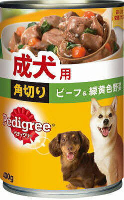 [商品説明] 愛犬に必要な栄養がきちんとつまったバランスのとれた総合栄養食です。 食べ応えのある角切り肉をたっぷり使い、ビタミン豊富な緑黄色野菜を加えました。 [商品仕様] 〇内容量：400g 〇原料：肉類(チキン、ビーフ等)、野菜類(にん...