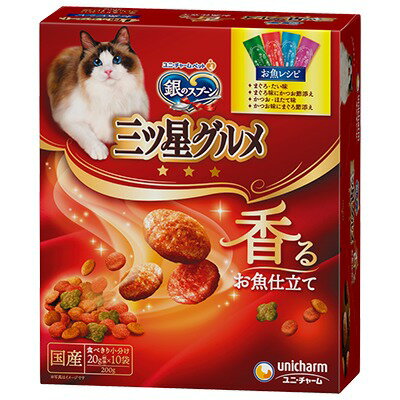 猫ちゃんが喜ぶお魚のおいしさがひと箱に4種類詰まった贅沢なおいしさ（まぐろ・たい味、まぐろ味にかつお節添え、かつお・ほたて味、かつお味にまぐろ節添え） カリッと食感の粒が入って、色々な食感が楽しめます。 抜群のおいしさと優れた栄養バランスを...