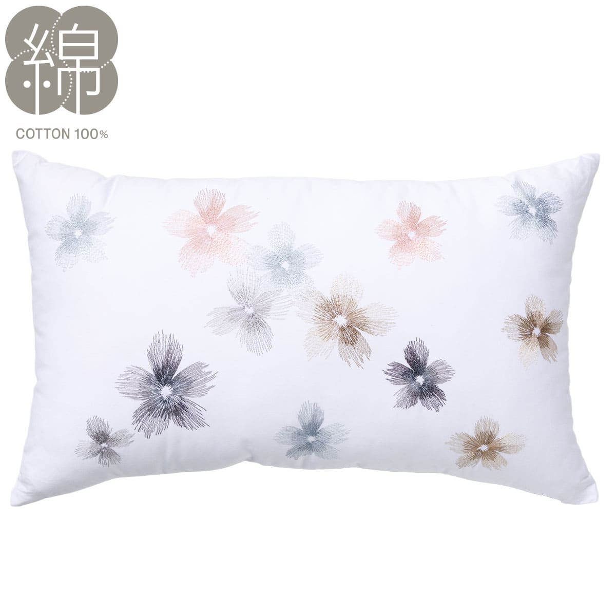■クッションサイズ(約)：30×50cm■組成側生地：綿100％ 充填物：ポリエステル100％刺繍糸：上糸 レーヨン100％ 下糸 ポリエステル100％■カバー洗濯機OK（ネット使用） ご注文時のお時間指定は〔玄関先迄納品商品〕の表記がある...