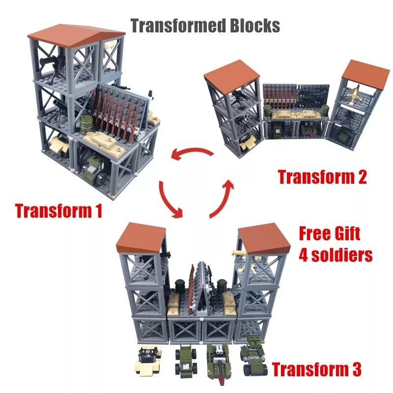 ★商品説明★ご覧頂きありがとうございます。 ミリタリー系のレゴ互換品セットです。 LEGO対応サイズなのでお手持ちレゴと組み合わせて遊ぶことができます。 画像にある武器や小物類は全て付属します。 一つのセットで3種類の形に変形できるようにな...