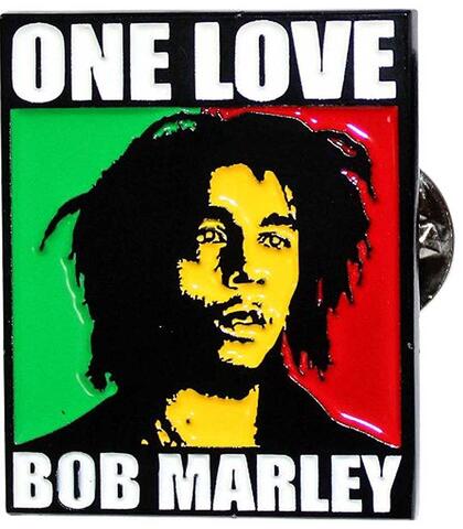 BOB MARLEYメタルピンバッジです 素材:亜鉛合金/ソフトエナメル 裏面2点留め 縦30mm 横25mm