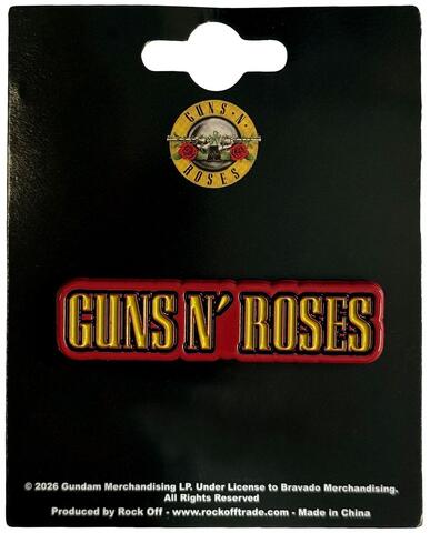 GUNS＆ROSES メタルピンバッジです 素材:亜鉛合金/ソフトエナメル 裏面2点留め 縦15mm 横45mm