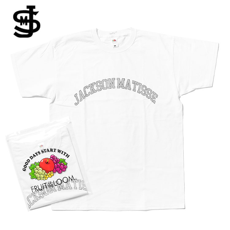 　　 「 FRUIT OF THE LOOM×JM Logo Tee 」 シンプルなカレッジロゴTシャツ。 もはやお馴染みの、FRUIT OF THE LOOMとJACKSON MATISSEのコラボレーションアイテムです。 ■カラー　WH...