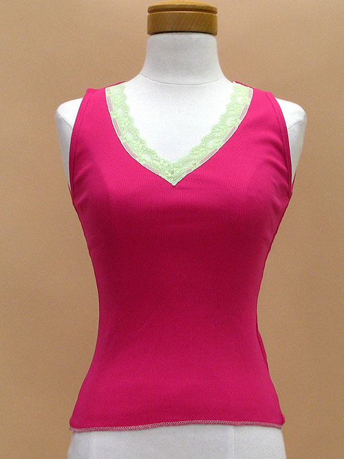 ■商品名 テレコレース　ノースリーブシャツ[　No　Brand　 ]通常価格￥3800　 【素材＆製品仕様】 ■素材： コットン100％ ■カラー： ピンク ■サイズ サイズ フリー バスト 64　cm 肩幅 27　cm 着丈 51，5　cm