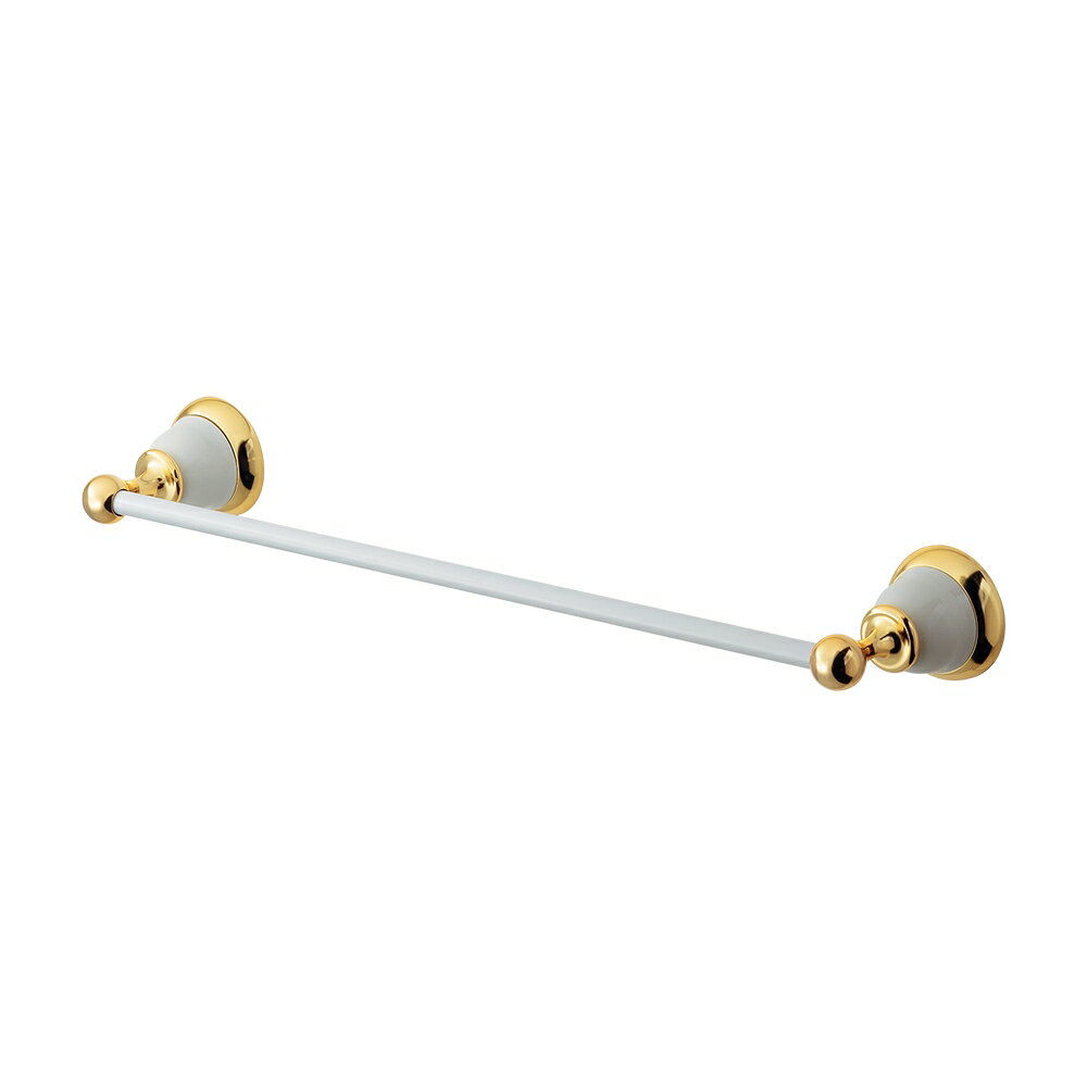 黄銅と陶器で構成されている、ラグジュアリーホテルに設置されているような高級タオルバーです。 ●パイプ外径10ミリ ●ビス・プラグ付き 黄銅、陶器 カクダイの製品です。