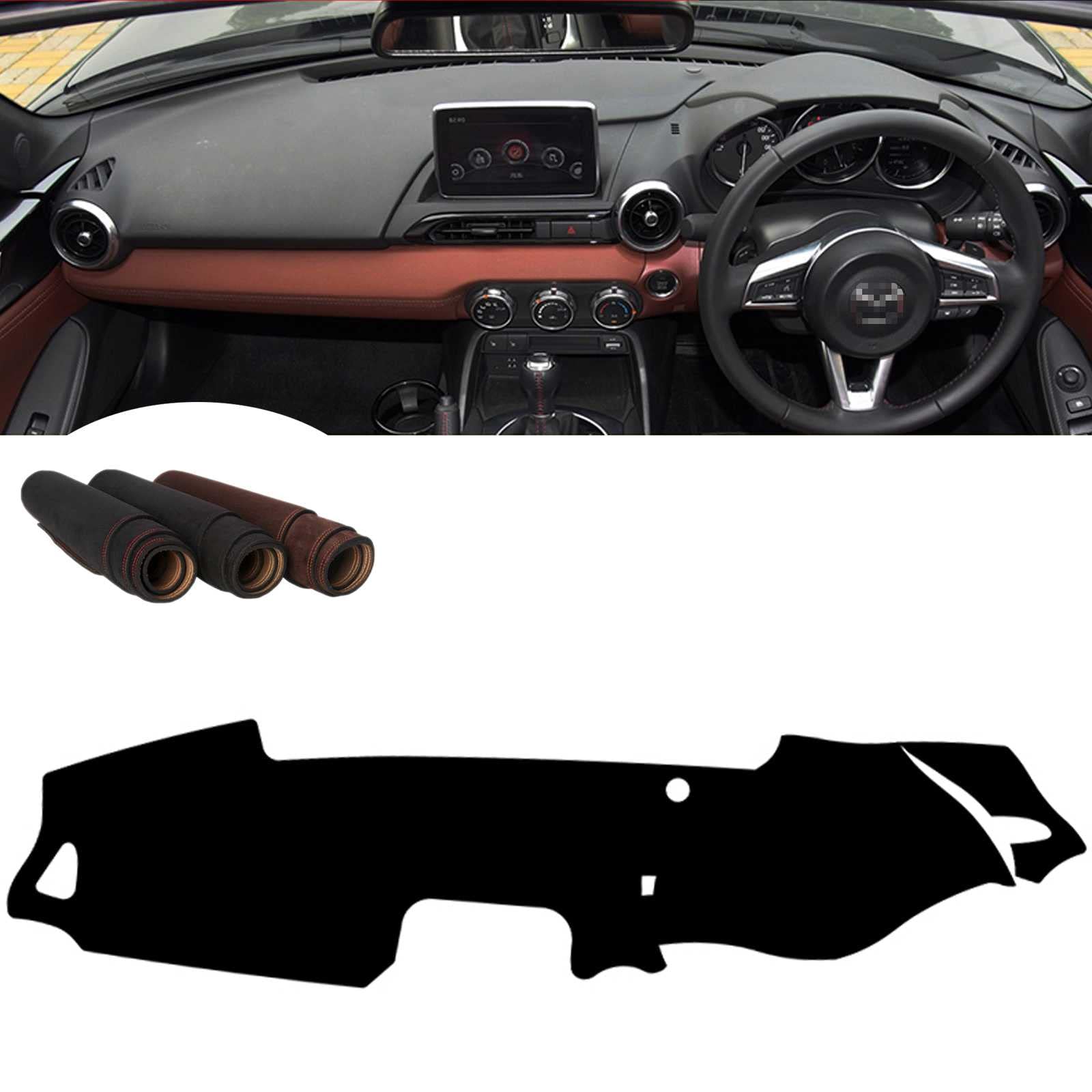 【該当する車両】マツダMX-5 2015-2020に適合 ダッシュボードマット。これはモデル固有のデザインであるため、詳細に焦点を当てたモデル固有のデザインでのみ達成できる優れたフィット感を備えています（注：右ハンドルのみ）。【高品質スエー...