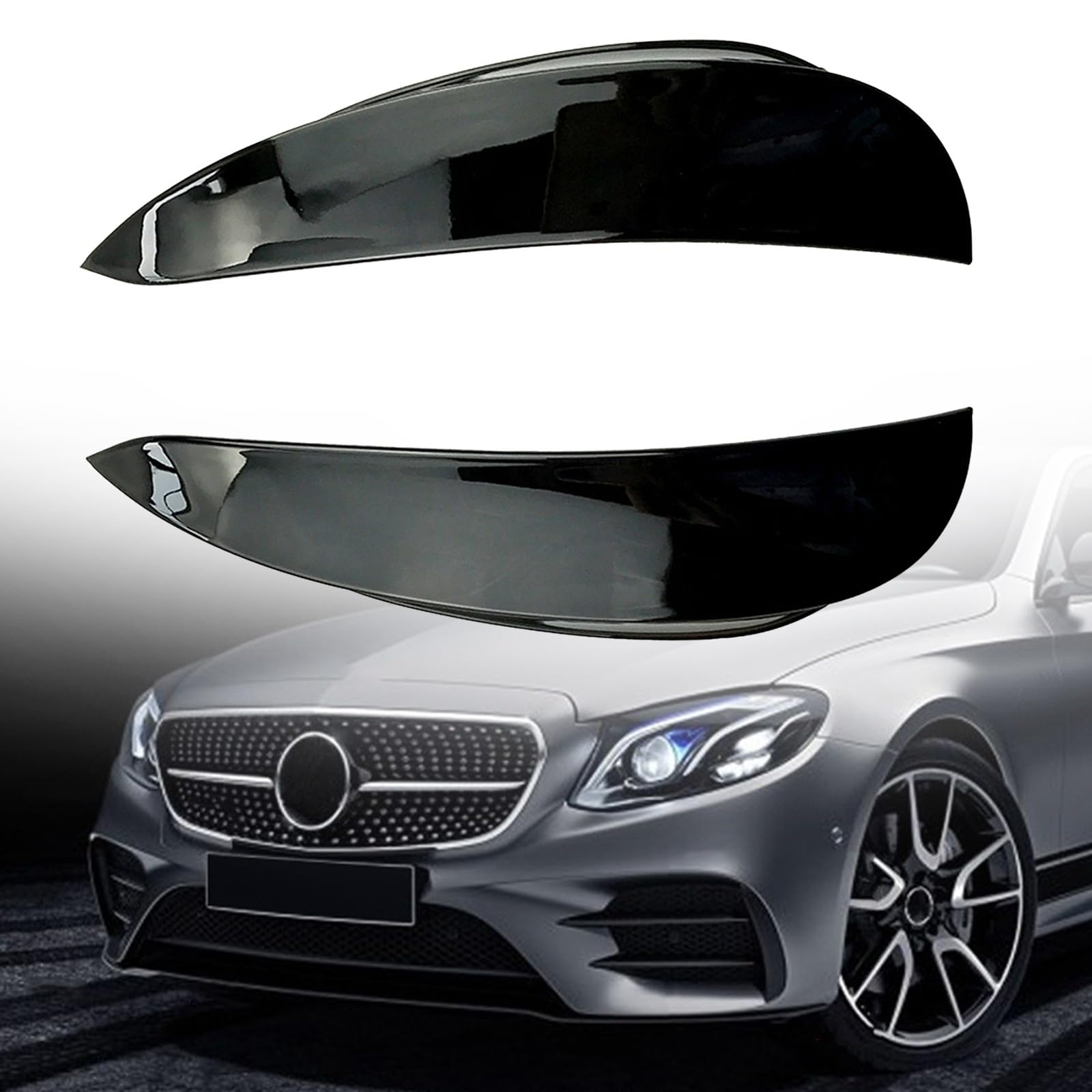 対応車種:車のフロントバンパーサイドベントインサートカナードトリムデコレーション Benz Eクラス W213 セダン E200d、E200、E300、E350、E400 2016-2020に適合。 (注意:AMGスポーツバンパーにのみ適合...