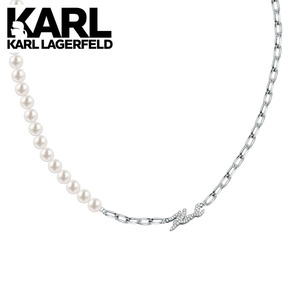 KARL LAGERFELD 正規品 ネックレス パール ミックスチェーン レディース シルバー ロジウム仕上げ カールラガーフェルド アクセサリー ギフト プレゼント 【&nbsp;シャネルを手掛けた世界的デザイナーの感性を纏うジュエリー...