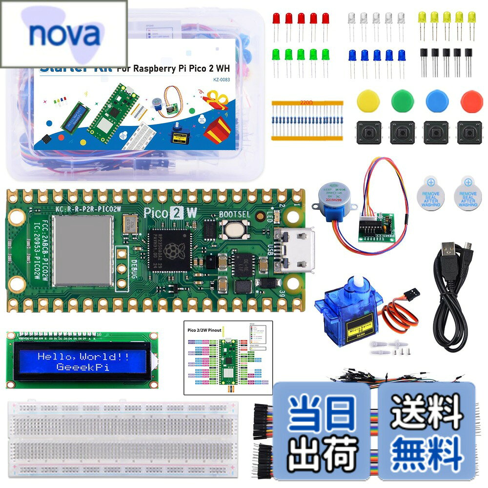 商品情報商品の説明主な仕様 完全なセット: Raspberry Pi Pico 2 WHには、ピンヘッダー、LCDディスプレイ、800穴ブレッドボード、そしてすぐにプロジェクトを開始できる豊富なアクセサリが付属していますコンポーネント: さ...