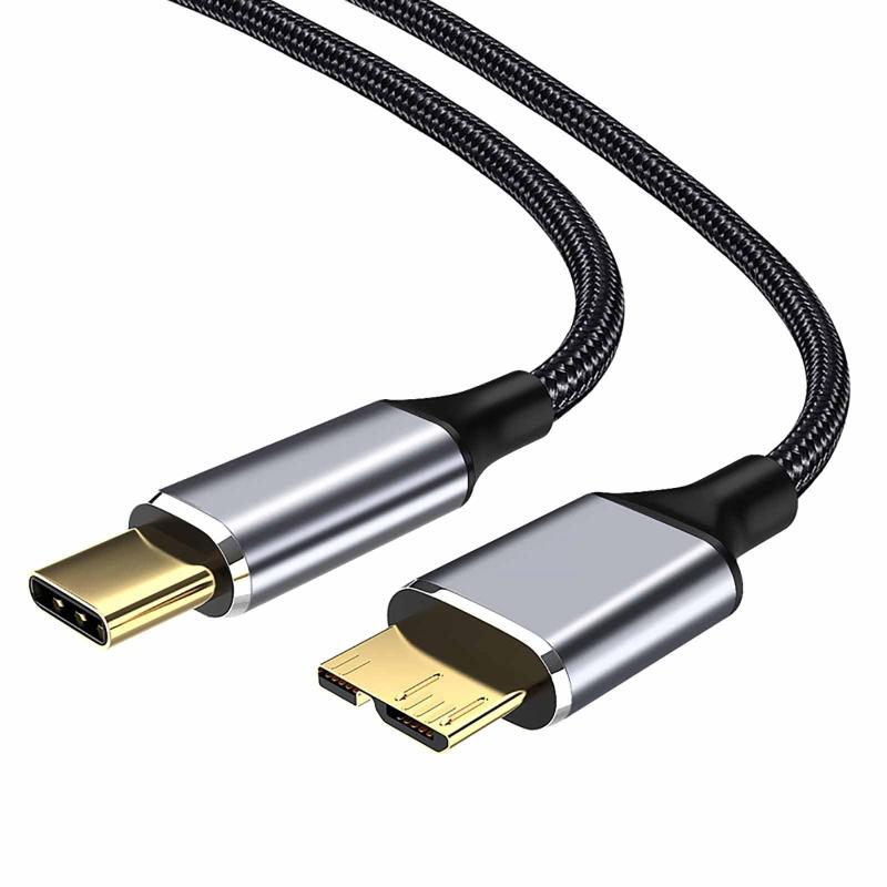 TRkin USB C to Micro B 3.0変換ケーブル0.5 M USB 3.1外付けハードディスクドライブケーブル対応MacBook（Pro）、Galaxy S 5 Note 3、シリーズなど（ブラック）【Type-C to M...
