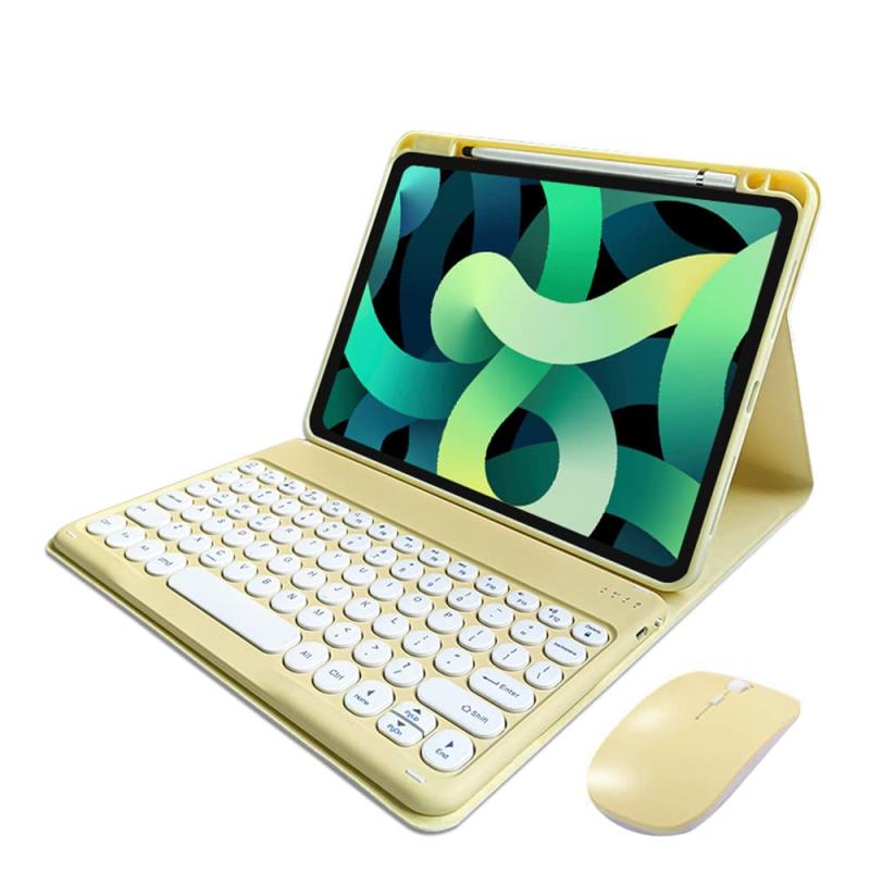 マウス付き 2022 iPad 10 キーボード付きケース 丸型キー Apple Pencil 収納可能 可愛い マグネット式 アイパッド キーボード カバー ワイヤレス Bluetooth マウス カラーキーボード 対応機種：2022年型...