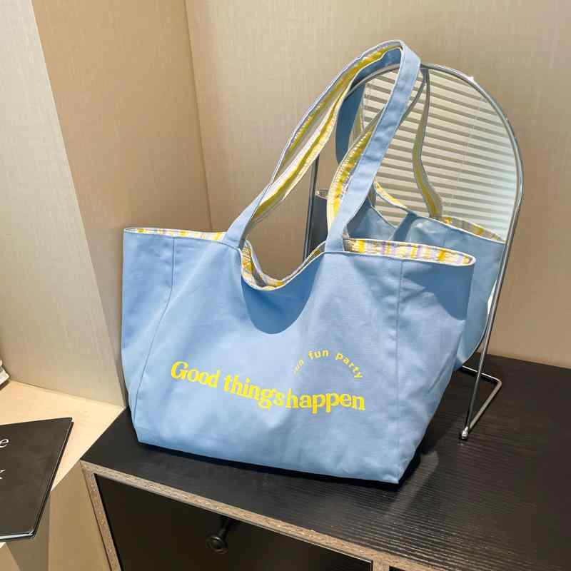 ・カラー展開: ブルー、ピンク、グリーン・スタイル: 都市簡約・主な素材: 綿100%・箱包タイプ: トートバッグ・箱包サイズ: 大・流行要素: 車縫線・箱包形状: 横型方形・開口部: オープンマウス・内部構造: 携帯ポケット・硬度: 中間...