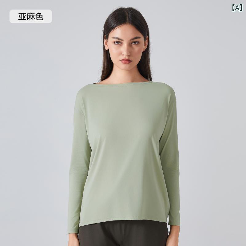 ・カテゴリ: Tシャツ・機能: 超強弾性・柄: 無地・主な素材: ナイロン80%、スパンデックス20%・袖丈: 長袖・着用方法: プルオーバー・丈: ヒップオーバー・版型: ルーズフィット・対象性別: 女性・対象シーン: ランニング、フィッ...