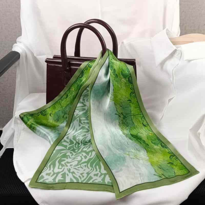 ・主な素材: 真絲100%・スタイル: 百搭、簡約・スタイル分類: ファッション通勤・長さ: 15×150cm・編み方: 平紋・加工方法: タイダイ・流行要素: 植物花卉・スタイル: 中長・カラー展開: 油画緑、馬頭カーキ、ストライプカーキ...