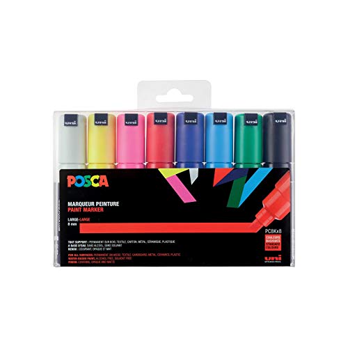 8色セット・8ショク PC8K8C・・Style:8色セット・8色セット・太字角芯/線幅8.0mm・重量:400g・サイズ :縦137.3mm×横130mm ×厚さ27mm・インク色 :青、緑、水色、黄、赤、桃、白、黒"【水性なのに様々もの...