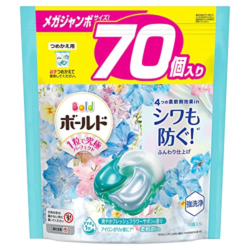 ・ブルー ・新「4つの柔軟剤効果」イン これ1粒でシワ防止まで・ブラント名:ボールド・メーカー名: P&G・商品の重量: 1347.0grams・原材料: 界面活性剤(68%…直鎖アルキルベンゼンスルホン酸塩、アルキルエーテル硫酸エステル塩...