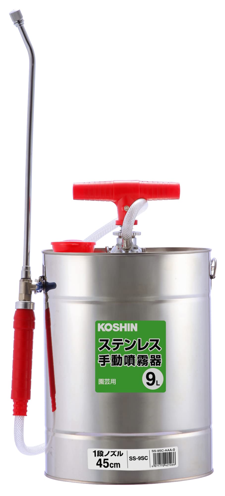 ハンドヘルド・シルバー 9L SS-9SC・・Size:9L・ステンレス・肩掛け式・自在一頭口噴口・9L・3m直射OK説明 ガーデニングの殺虫・殺菌の必需品 噴霧状態が変えられる タンク容量9L 付属噴口：自在一頭口噴口 ノズル長さ：32c...