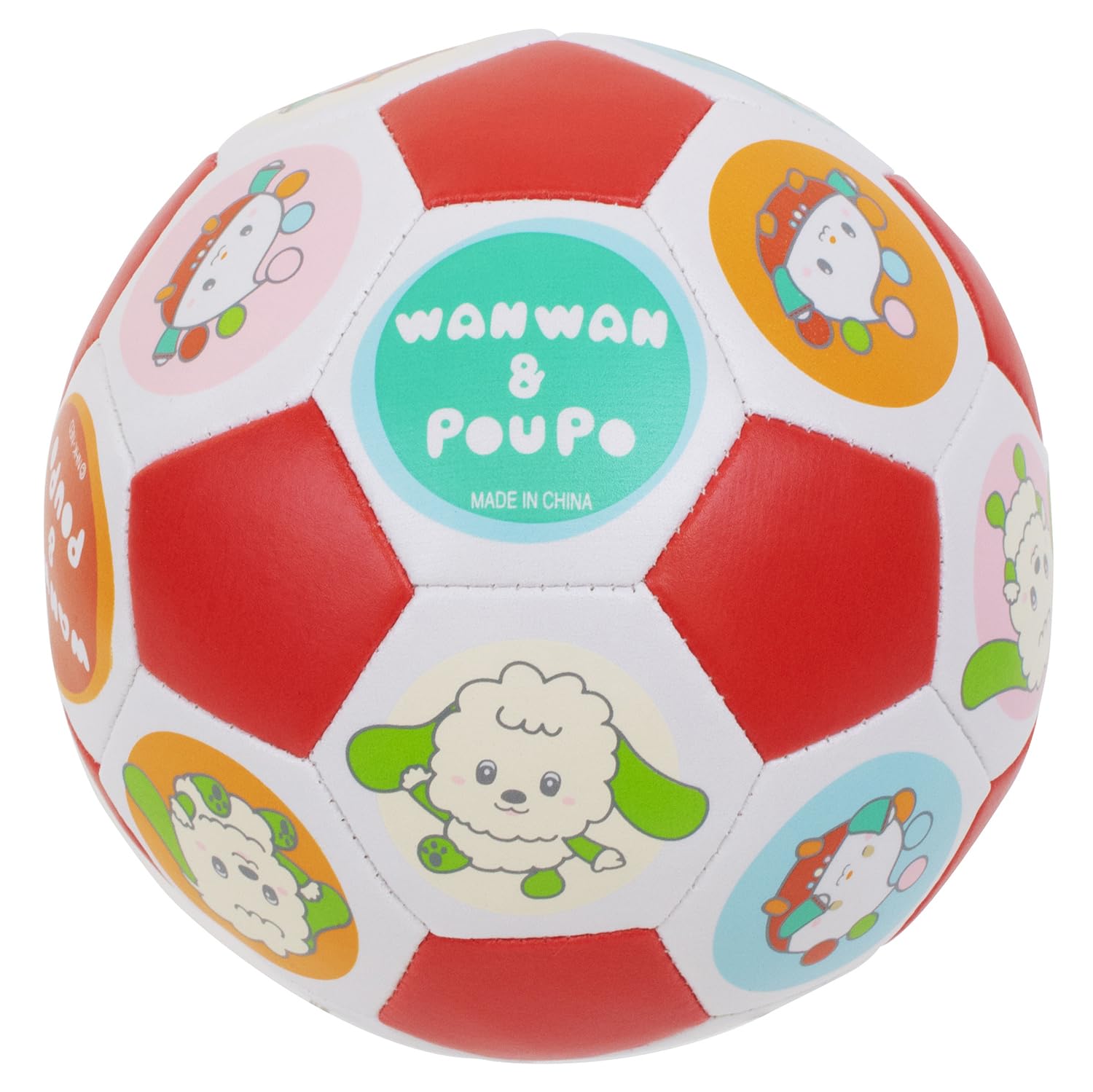 -/-/197255・ワンワンとぽぅぽが描かれた幼児向けやわらかボール・本体サイズ:直径約13cm・電池不要・ST取得あり・（C）NHK・NHKエデュケーショナル説明 .