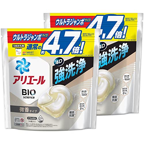 -/56個×2袋/4987176062420・Size:56個×2袋・パッケージ個数:1・ジェルボール4D 強洗浄でハジける洗浄力・諦めていた沈着汚れやエリそで汚れも漂白剤なしで一発洗浄 * (*P&G調べ。汚れの度合いにより、汚れ落ちの程...