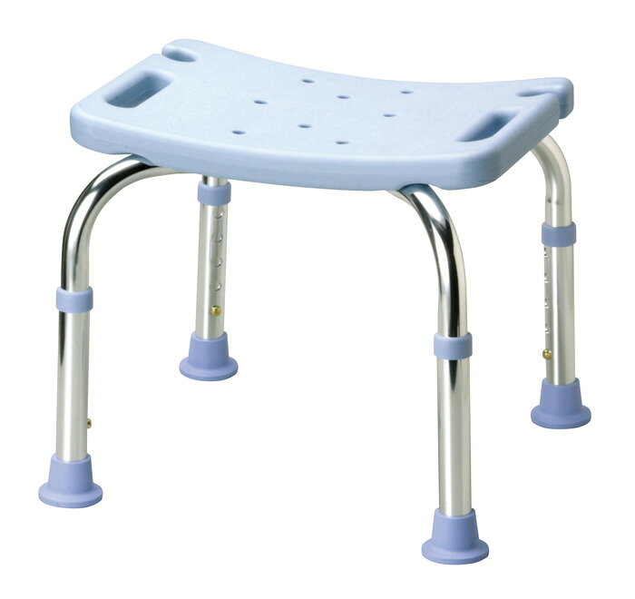 シャワーベンチ Mini ■仕様 カラー:ライトブルー サイズ: 【背無】W42×D40×H35～45cm 座面高:35～45cm 5段階調節(2.5cm間隔) 座面寸法:39.5×29cm 耐荷重:100kg 材質:フレーム(アルミ)、パ...