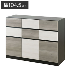 グレートーンのバイカラーが映えるスクエアキャビネット 幅104.5cm SI-0018 洋室にも和室にも合わせやすいおしゃれな大容量ローキャビネット すぐに使える完成品・日本製グレートーンのバイカラーが映えるスクエアキャビネット 幅104....