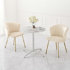エレガント テーブル＆ベロアチェア 3点セット LT-4931-65-S 上品なベロア調チェアと大理石調カフェテーブルのセット ベロア調生地のチェアと、リアルな大理石調天板のカフェテーブルを合わせた上品で高級感あふれる、大人かわいい3点セッ...