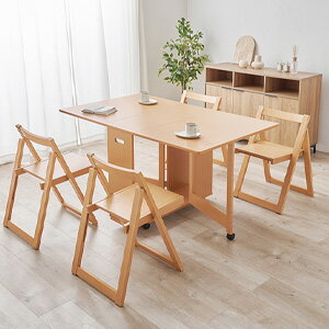 バタフライダイニング5点セット VDT-7965S バタフライ式ダイニング 5点セット バタフライ伸長式、天板がコンパクトに折りたためるダイニング5点セットです。チェア4脚は、テーブル中央の収納部分に収まるので、ひと纏めで移動もできます。テ...