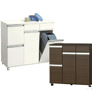 [家具調　分別ダストボックスキャスター付き] 二分別 三分別 四分別 ダイニングダストボックス 4分別 4分別ダストボックス【蓋付きペール2個付属】 見た目でゴミ箱とは分からない、家具調のダイニングダストボックスです。 19Lのペール2個付...