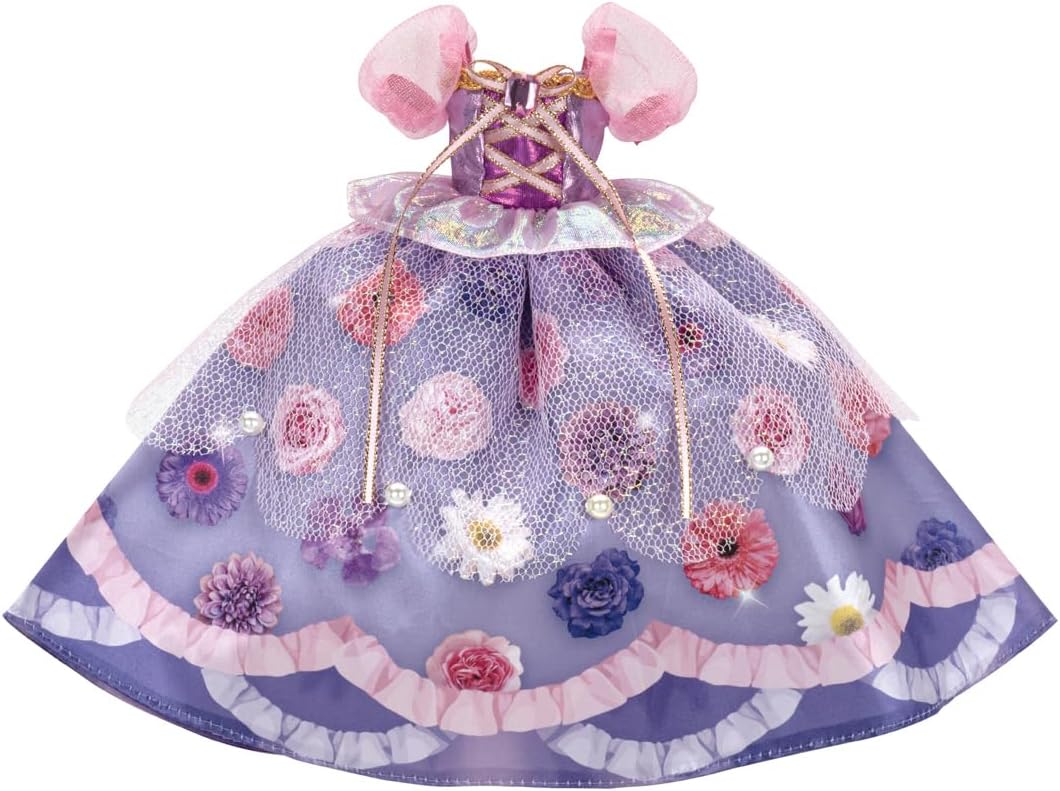 ◇商品特徴パールをあしらったオーロラレースつき。お花がちりばめられた、まるでブーケのようなプリンセスドレス！ バラ、デイジー、ガーベラなどのお花模様がちりばめられた上品なドレスで、胸元のキラキラしたリボンとピンクのジュエルがワンポイント。透...