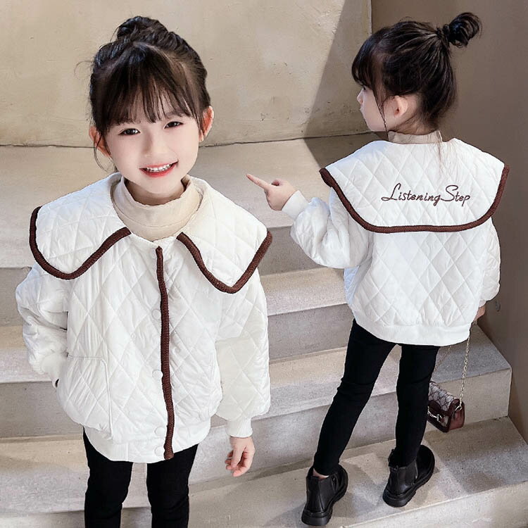 ●関連キーワード：アウター 女の子 キッズ ブルゾン ジャンパー コート 子供服 ジャケット セーラー衿 遠足 運動会 小学校●カラーブラック/ホワイト●採寸110cm：お勧め身長100-110cm、 お勧め体重15-17.5kg120cm...