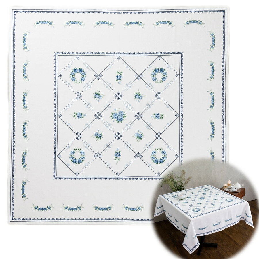 【商品画像について】お使いのモニタや環境により、実物と色が違って見えることがあります。ご了承ください。クロスステッチキット・ブルーローズモチーフのテーブルクロス上級者向きの大作仕様■約 縦150cm×横150cm商品詳細クロス・ステッチ上級...