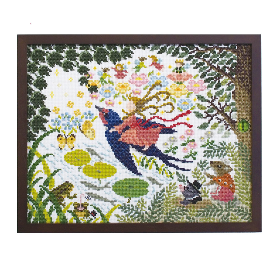 【商品画像について】お使いのモニタや環境により、実物と色が違って見えることがあります。ご了承ください。クロスステッチキット Nostalgic Story 親指姫おうち時間の充実に仕様■額外径：約縦25.9cm×横32cm、額内径：約縦23...