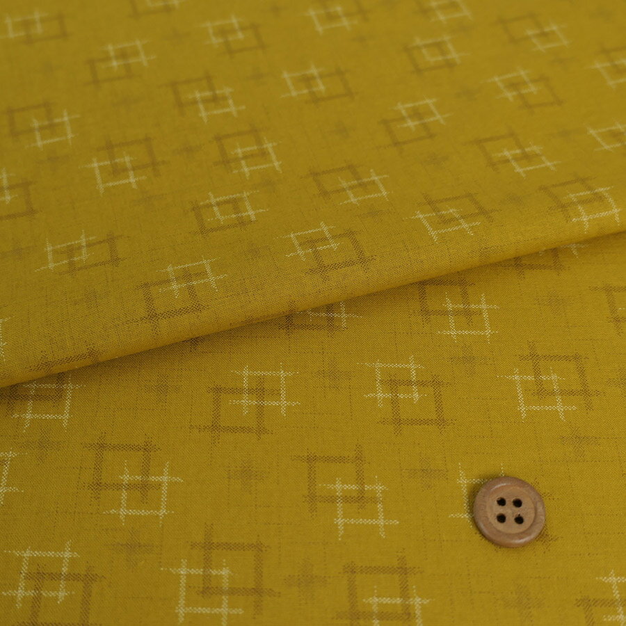 【商品画像について】お使いのモニタや環境により、実物と色が違って見えることがあります。ご了承ください。和柄コットン生地 井絣もよう(からし色)衣類・もんぺに人気仕様■綿100% ■約110cm幅 ■厚み約0.33mm商品詳細定番の使いやすい...