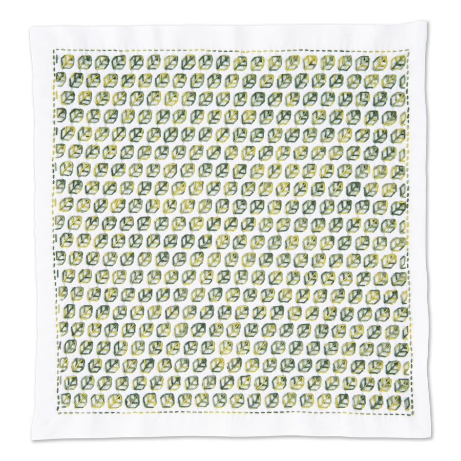 一目刺しで作る花ふきんのキット。リーフ柄がキッチンにもよく映えます。図面に沿って縦・横・斜めに縫うだけなので初めての方にもおススメ(^^)●「一目刺し」とは刺し子の技法のひとつで、一定の針目で縦、横、斜めと同じ方向を順に刺していく技法です。...