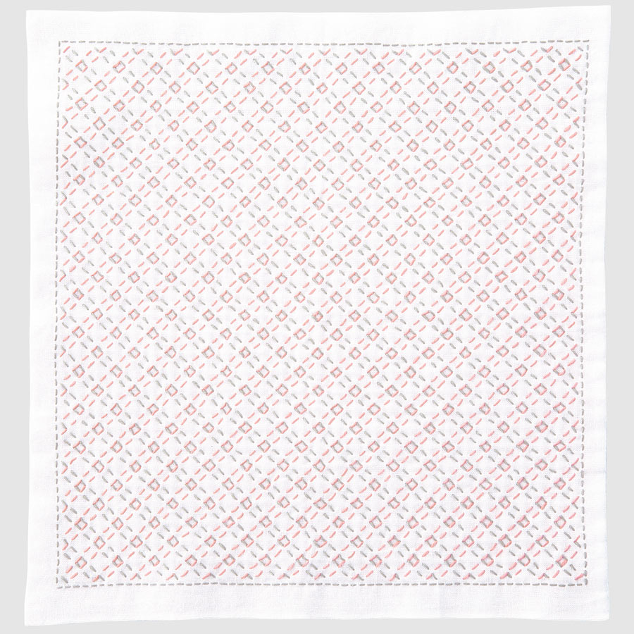 水で消えるプリント済み図案に沿って刺し進めるだけで、簡単！色合いのきれいな一目刺し花ふきんのキットです。細かなチェック柄がおしゃれで使いやすそう。●「一目刺し」とは刺し子の技法のひとつで、一定の針目で縦、横、斜めと同じ方向を順に刺していく技...