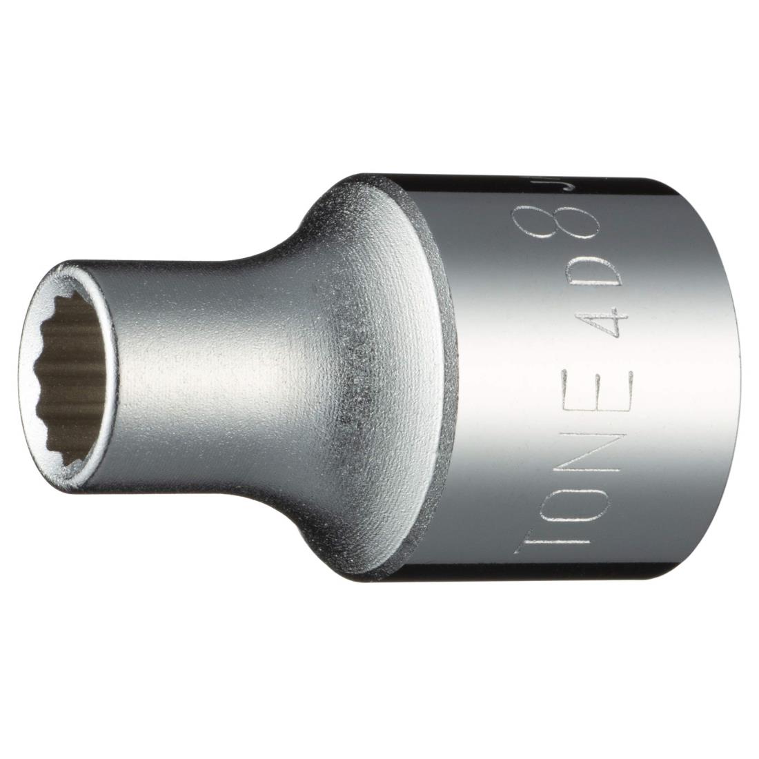 サイズ：4D-08:二面幅:8mm◆商品名：トネ(TONE) ソケット(12角) 4D-08 差込角12.7mm(1/2”) 二面幅8mm対辺寸法(mm):8.0差込角(mm):12.7全長(mm):35●スタンダードタイプで、対辺12角形...