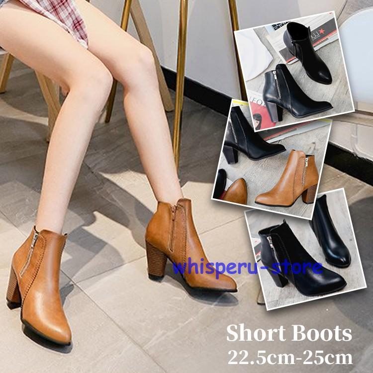 ブーツ レディースブーツ ヒール 靴 ショートブーツ レディースシューズ 太めヒール 靴 美脚 歩きやすい 疲れない 2タイプ 歩きやすい 疲れない　オシャレ　カジュアル　20代　30代　40代　50代　ファション★素材：PU★生産国：中国...