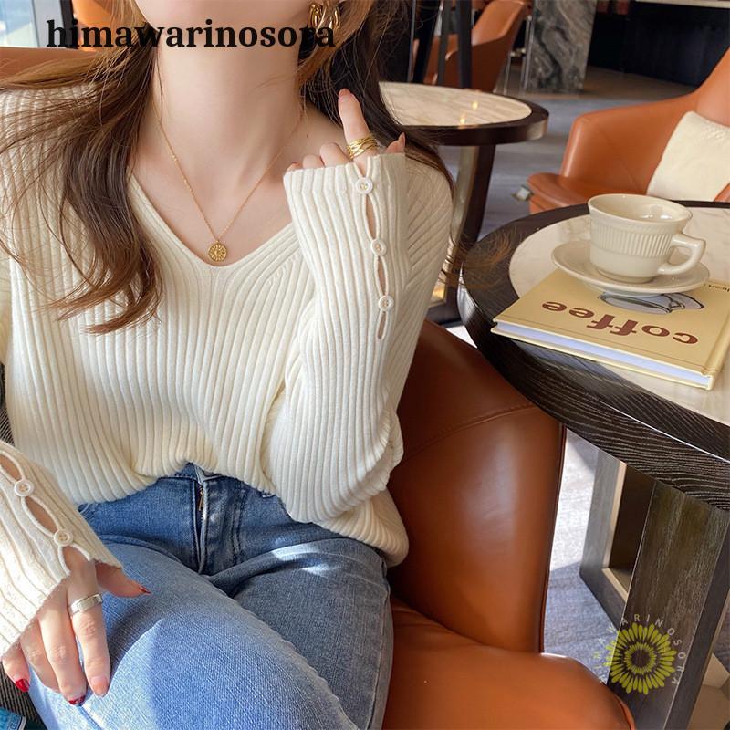 トップス ニット セーター Vネックニット カラバリ ニットトップス 長袖 レディス レディース 春秋 リブ編みVネックニットソー◆サイズ◆着丈60肩幅38バスト96袖丈53◆素材◆コットン、ポリエステルファッション おしゃれ お洒落 オシ...