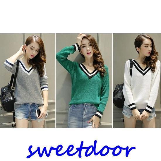 シンプルデザインのニットトップス(^^?どんなボトムスとも相性抜群！ヘビロテ決定ですね?トップス ニット セーター 長袖 ニットセーター Vネック プルオーバー 着痩せ 着回し 無地 シンプル 春 秋 冬 長袖ニット フリーサイズ 通勤 通...