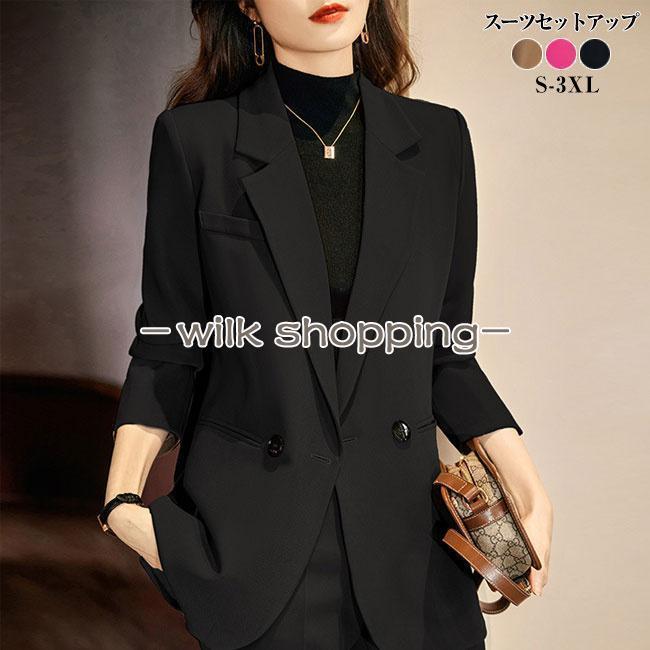 商品名：レディースジャケット、ボトムズ素材：100％ポリエステル洗濯方法：手洗いOKドライクリーニングOKアイロン温度（80℃から120℃まで）平干しがよいキーワード：セットアップ 2点セット パンツスーツ レディース スーツ 上下セット ...