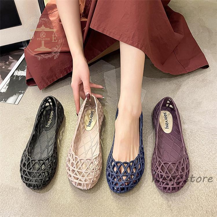 海にプールに雨の日に大活躍！サンダル ラバーサンダル レディース ローヒール シューズ 靴 大きいサイズ 丸洗いロープメッシュ ラバーパンプス 夏 22.5 23 23.5 24 24.5cm ブラック ホワイト