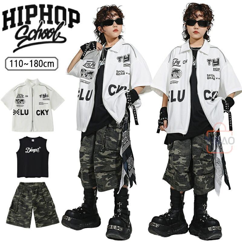 商品内容 キッズダンス衣装 セット/　単品商品仕様 素材：ポリエステル、その他商品サイズ 写真を参考してください。関連キーワード：黒 白 レーシング キッズ ダンス衣装 セットアップ ヒップホップ ダンス衣装 hiphop 韓国 練習着 派...