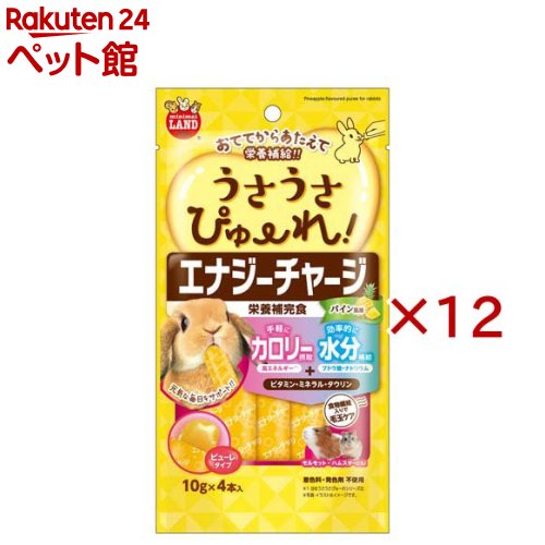 お店TOP＞小動物・鳥・は虫類・昆虫＞小動物のフード＞うさぎのフード＞うさうさぴゅーれ エナジーチャージ パイン風味 (4本入×12セット(1本10g))【うさうさぴゅーれ エナジーチャージ パイン風味の商品詳細】●栄養・水分補給に適したエ...