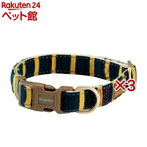 お店TOP＞ペットのサークル・雑貨など＞ペットのお散歩用品・おしゃれ＞ペットの首輪・カラー＞中型犬用首輪＞Doggy's Tailor ドッグカラー くびわ M ニットスタイル イエロー／ネイビー (3セット)【Doggy's Tailor...