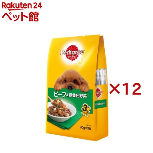 お店TOP＞犬用品＞ドッグフード(ウェットフード)＞成犬用ウェットフード＞ペディグリー＞ペディグリー　成犬用　ビーフ＆緑黄色野菜 (3袋入×12セット(1袋70g))【ペディグリー　成犬用　ビーフ＆緑黄色野菜の商品詳細】●総合栄養食●スープ...