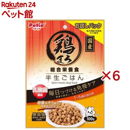 お店TOP＞犬用品＞ドッグフード(ドライフード)＞成犬用ドッグフード＞その他ブランド＞鶏まろ 総合栄養食 半生ごはん 1〜6歳の成犬用 (100g×6セット)【鶏まろ 総合栄養食 半生ごはん 1〜6歳の成犬用の商品詳細】●濃厚な鶏の旨味まる...