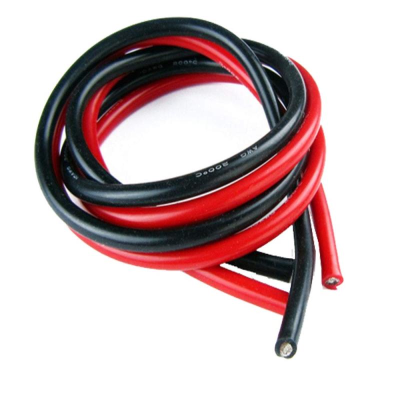 2M フレキシブル シリコーンワイヤー 10AWG 12AWG 14AWG 16AWG 18AWG 20AWG 24AWG RCケーブルリード フレキシブル 銅製ケーブル（1M黒いシリコーンワイヤー+ 1M赤いシリコーンワイヤー）モデル：1...